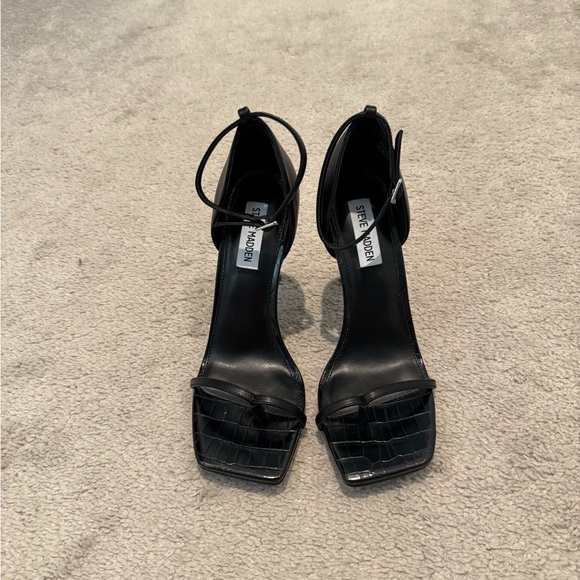 Steve Madden | Shoes | Steve Madden Croc Embossed Square Toe Strappy ...